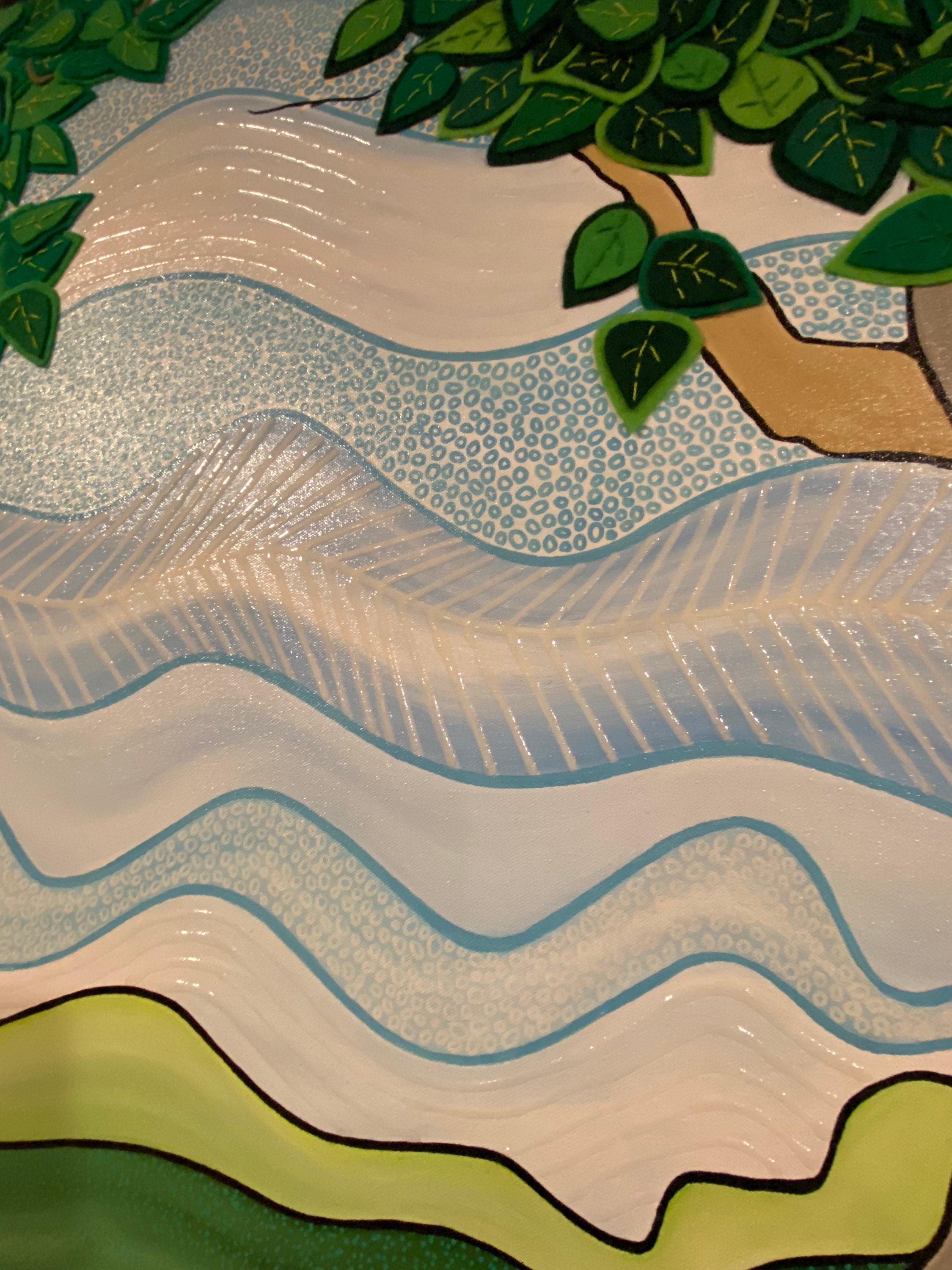 Two Trees Acrylic Painting on Canvas With Felt Appliques 40x30 - Etsy