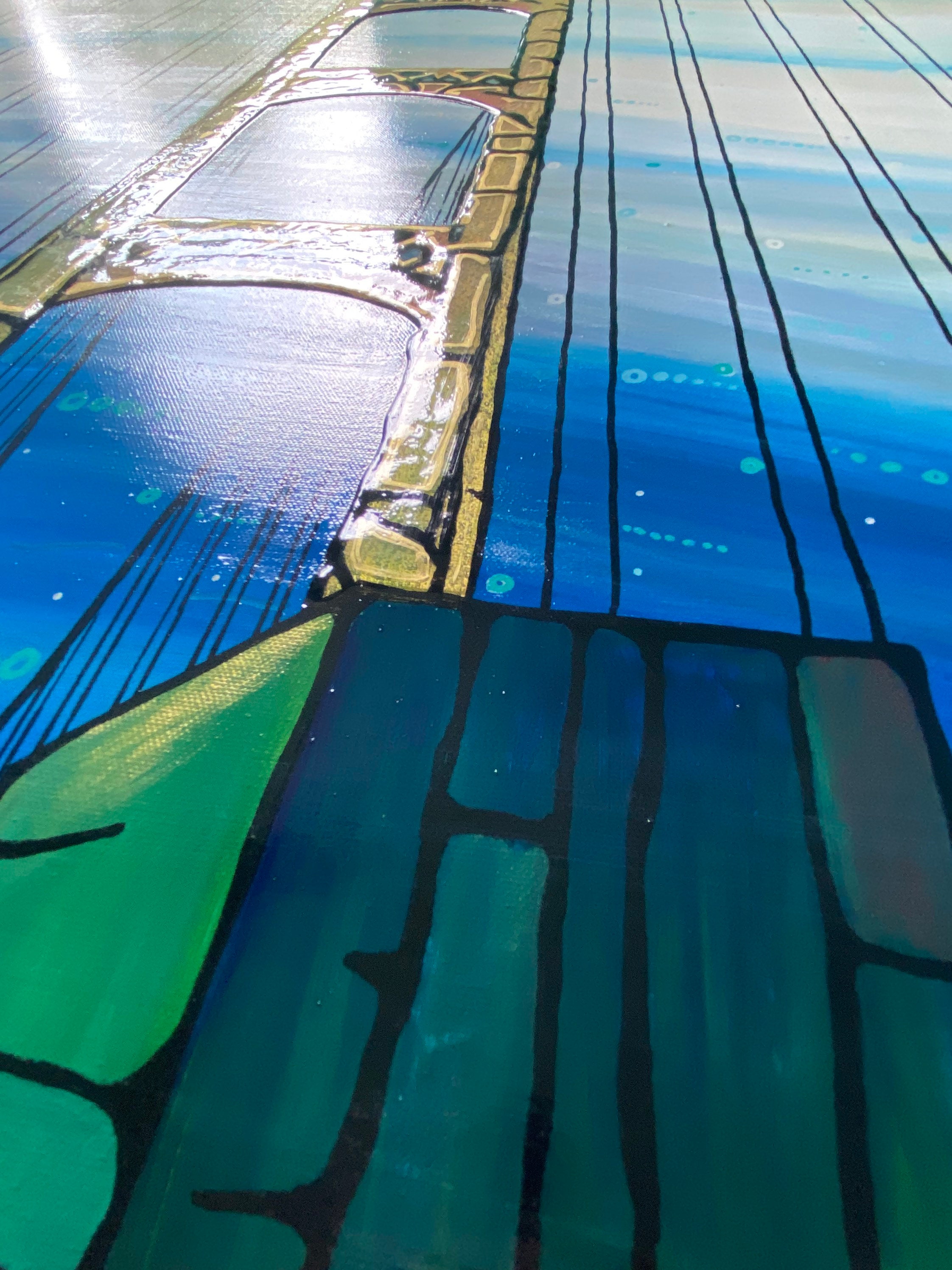 The Kraken Bridge 36x36 Mackinaw Bridge Painting - Etsy