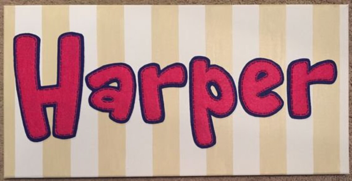 Art Personalized Word or Name in Felt on Painted Canvas - Etsy