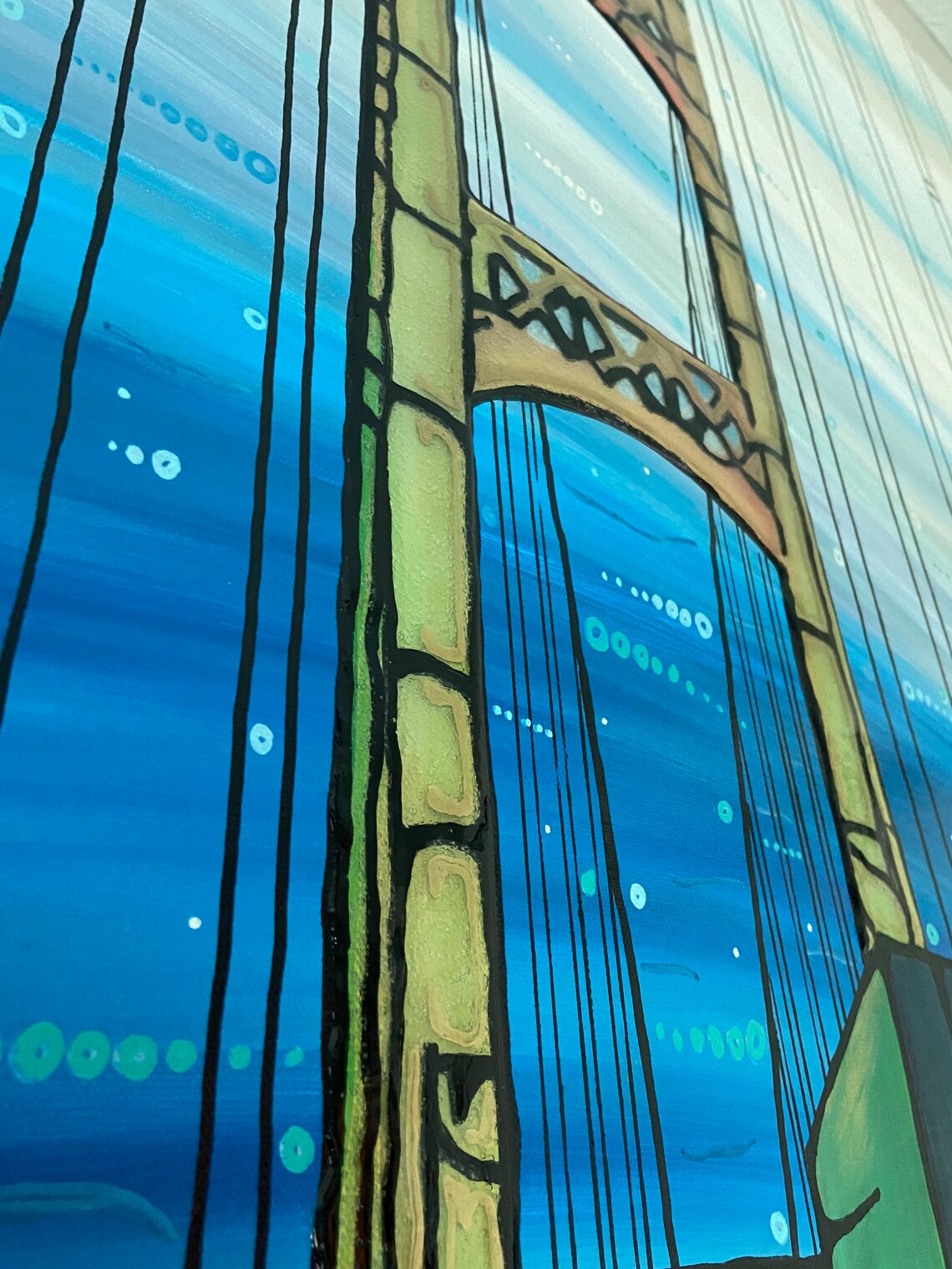 The Kraken Bridge 36x36 Mackinaw Bridge Painting - Etsy