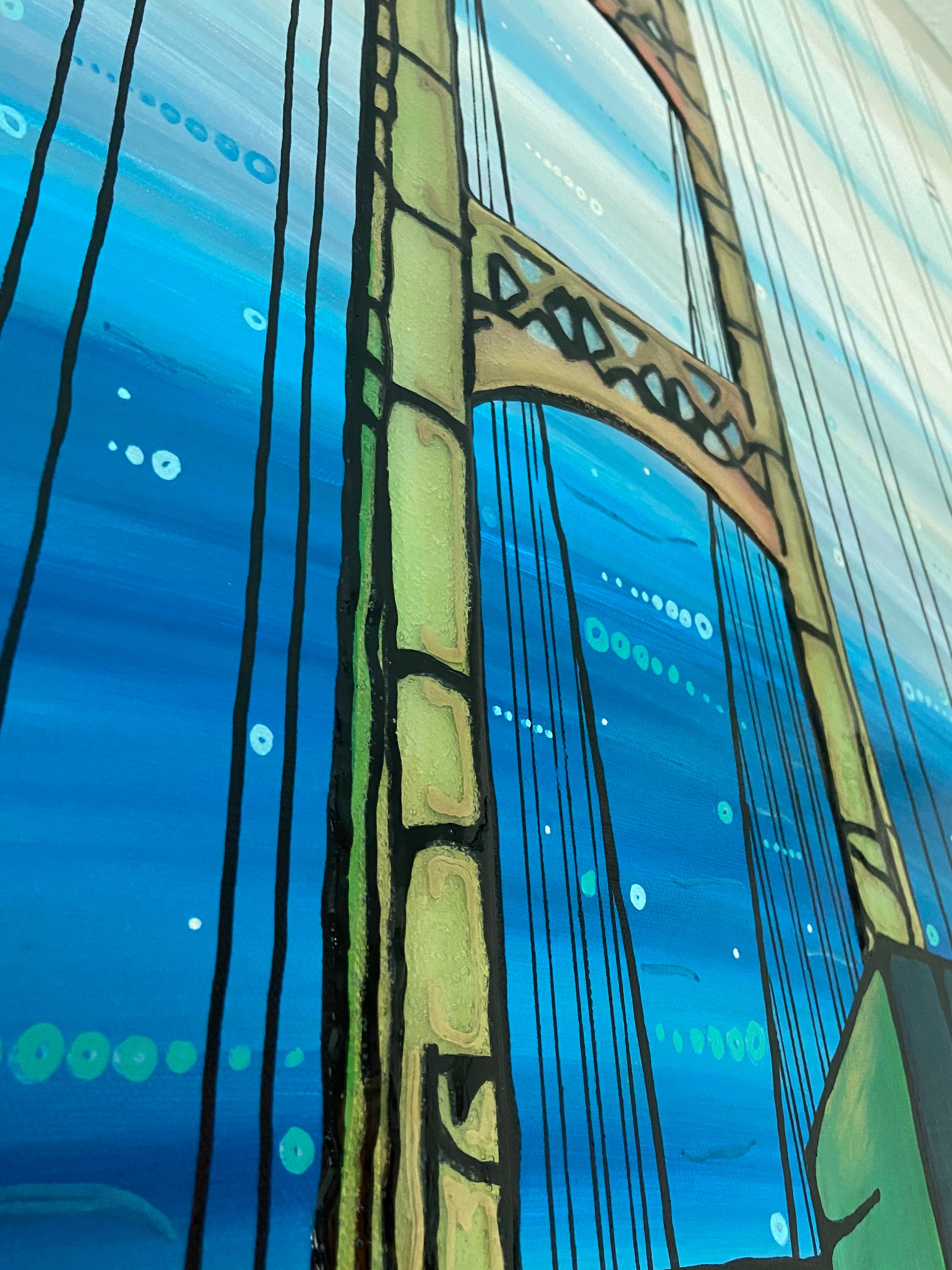 The Kraken Bridge 36x36 Mackinaw Bridge Painting - Etsy