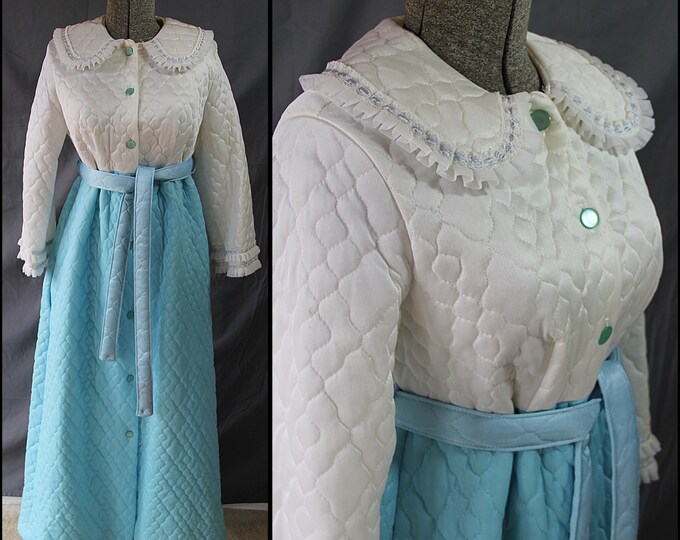 Quilted Robe Blue White Embellished Gift for Her G C Lingerie - Etsy