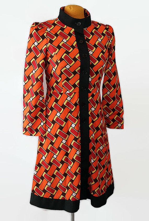 Japanese Mod Print Dress, 70s Mod, Tokyo Japan, Abstr… - Gem