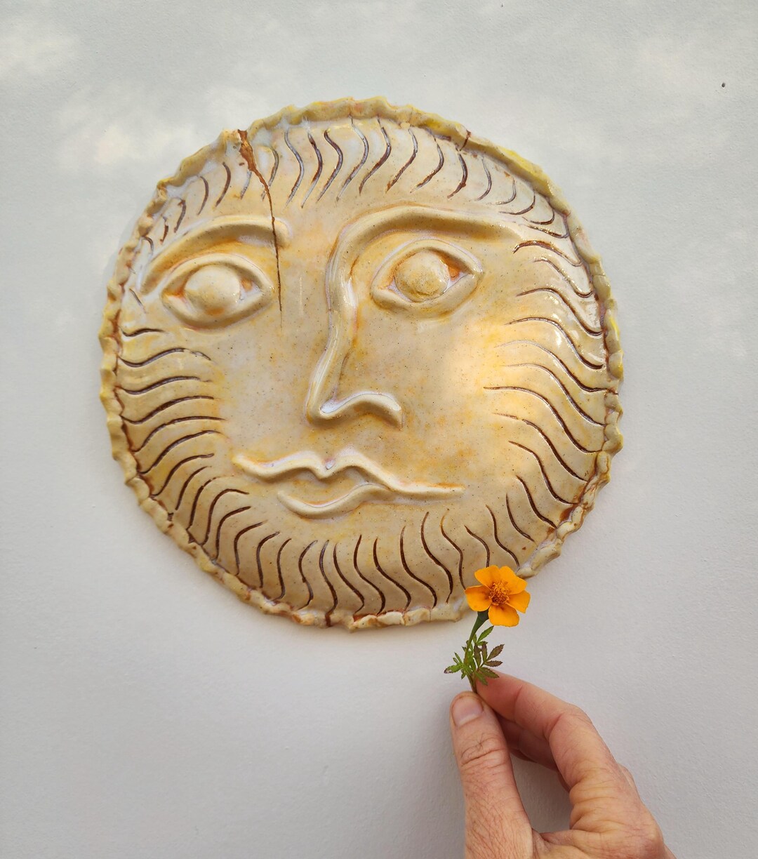 Kintsugi Ceramic Sun Face - Etsy