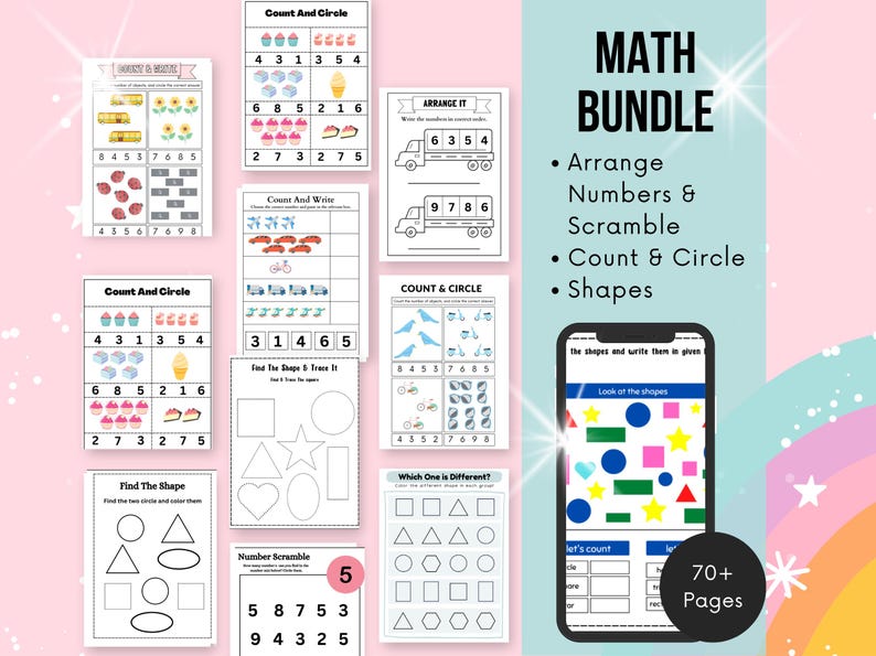 Preschool Math Bundle | Counting, Shapes, Number Activities (digital ...