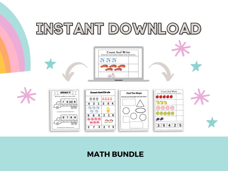 Preschool Math Bundle | Counting, Shapes, Number Activities (digital ...