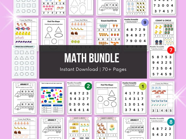 Preschool Math Bundle | Counting, Shapes, Number Activities (digital ...