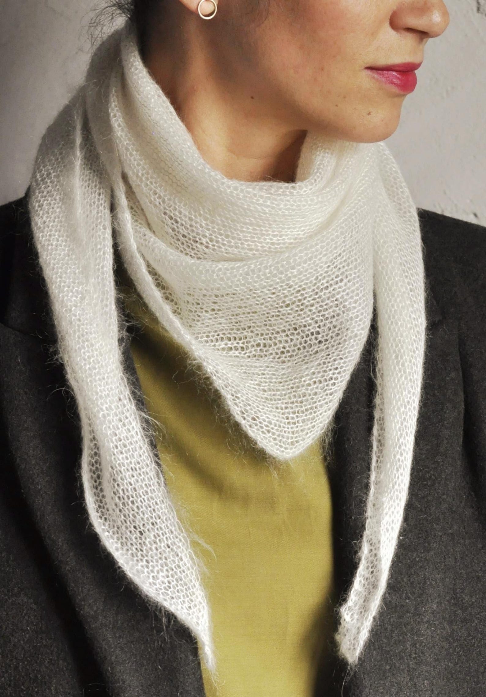Neck Scarf Mohair Bandana Knit Small Necktie Triangylar Fall Cosy ...