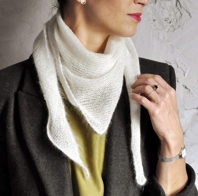 Neck Scarf Mohair Bandana Knit Small Necktie Triangylar Fall Cosy ...