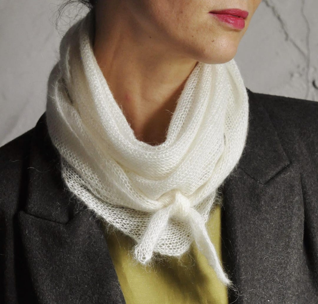 Neck Scarf Mohair Bandana Knit Small Necktie Triangylar Fall Cosy ...