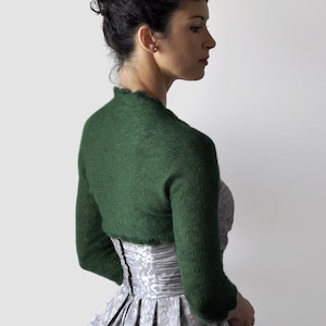 Dark Green Bolero Jacket for Women, Silk Mohair Cropped Sweater ...