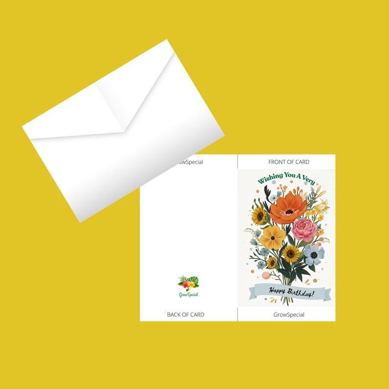 Floral Birthday Card, Elegant Flower Design, Printable 5x7 (digital ...