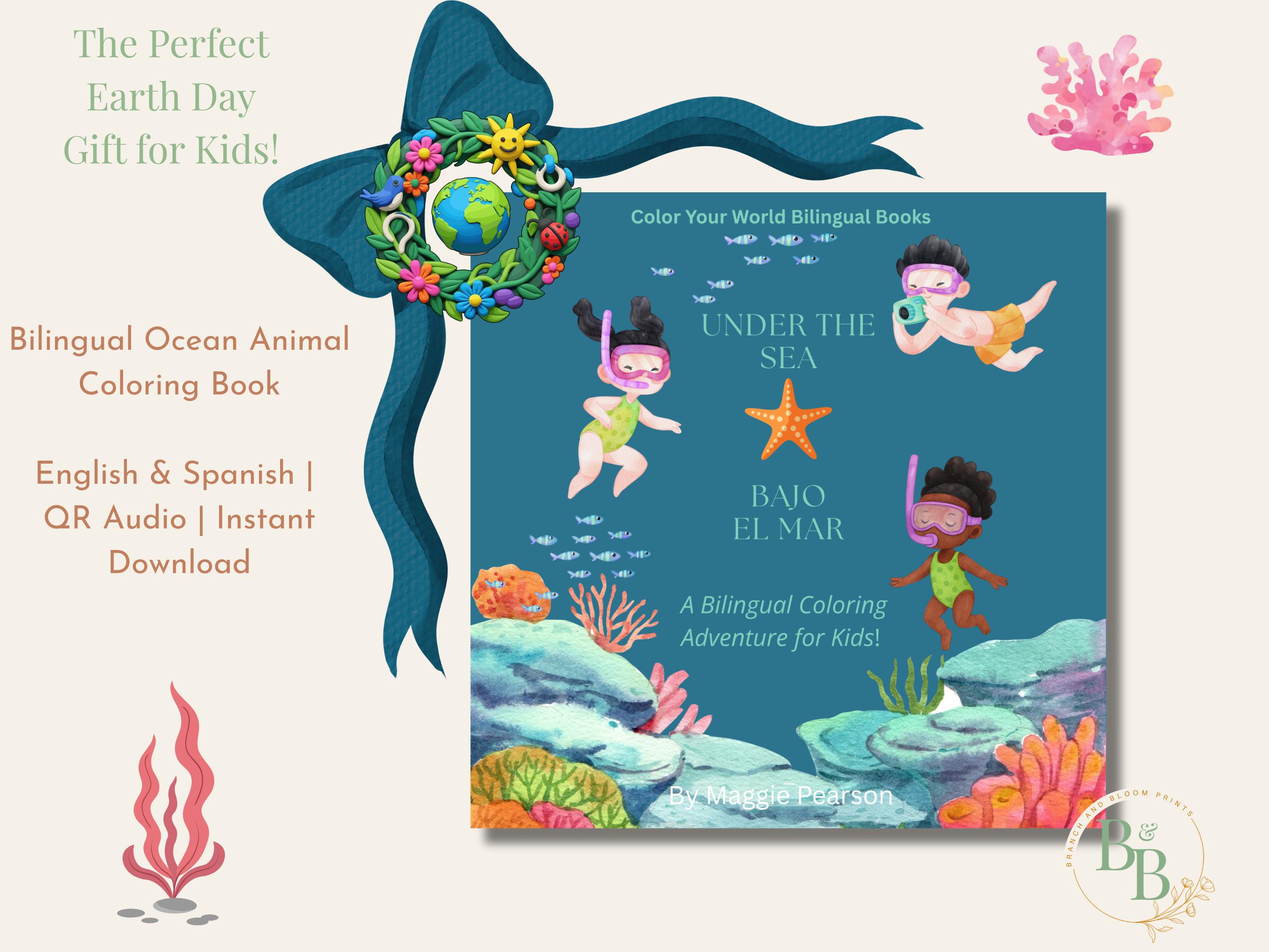 Earth Day Activity! Bilingual Ocean Animals Sample Coloring Page ...