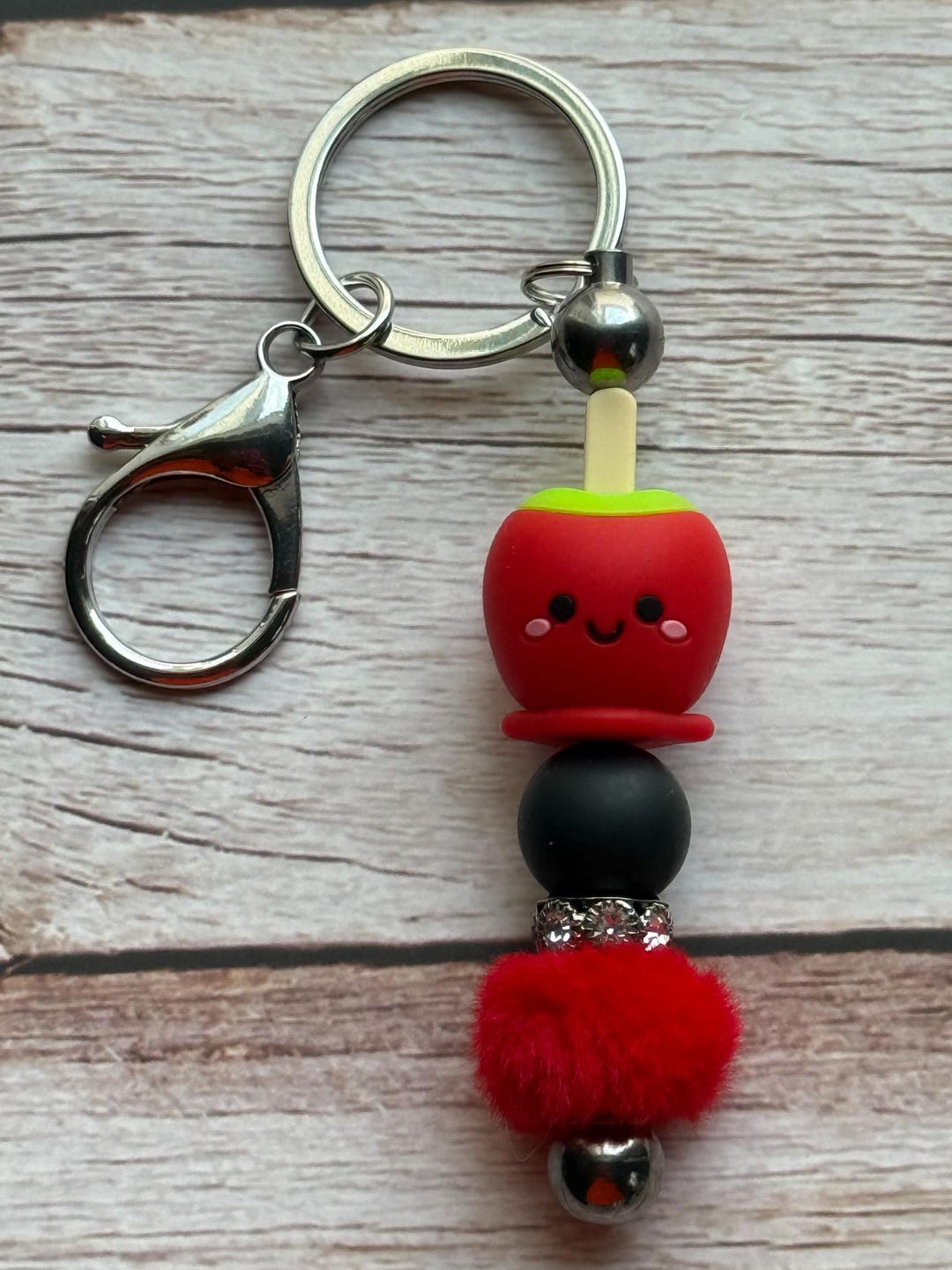 Beaded Keychain, Candy Apple Beaded Keychain, Apple Keychain, Candy ...