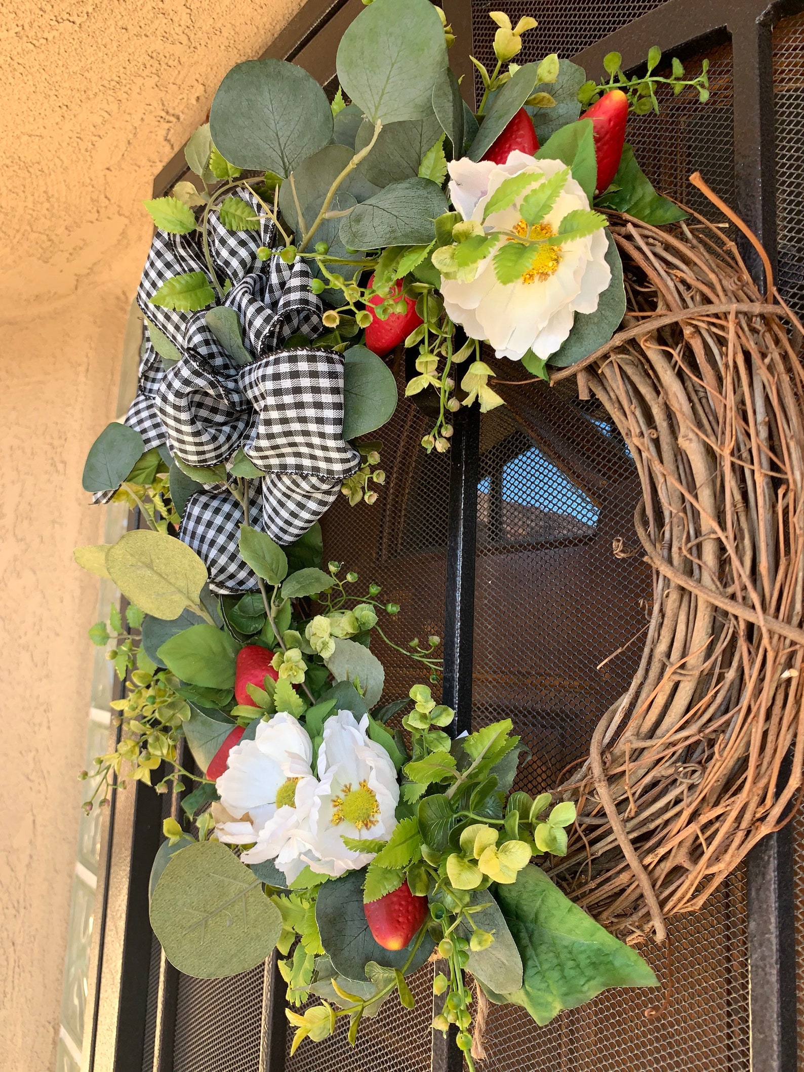 Strawberry Greenery Wreath for Spring or Summer Front Door and | Etsy