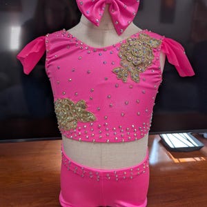 Barbie Pink Child's Dance Costume, Size 5, Stoned Top, Hair Bow - Etsy
