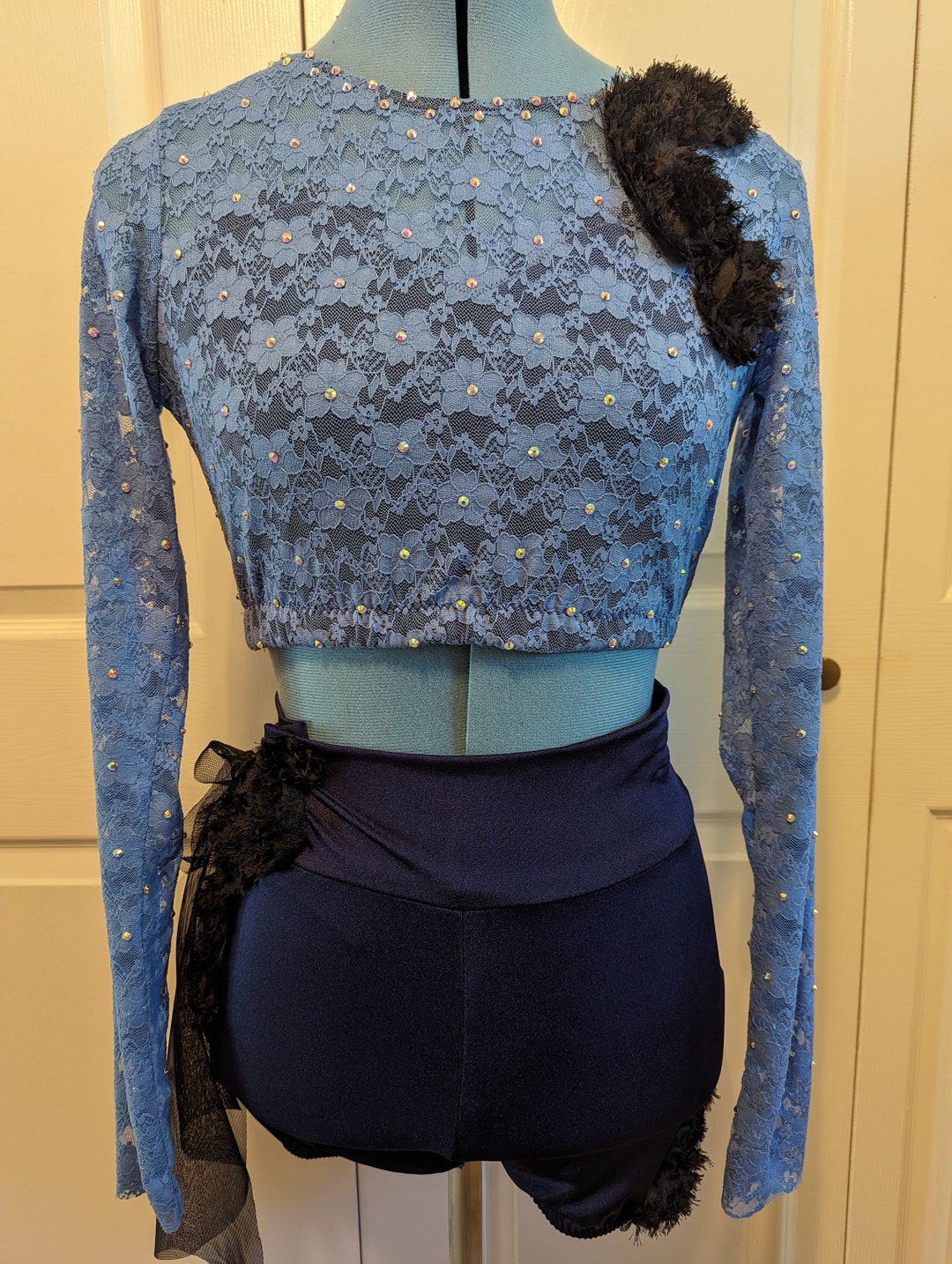Adult Small 2 Piece Custom Dance Costume, Blue Lace Costume, Jazz ...