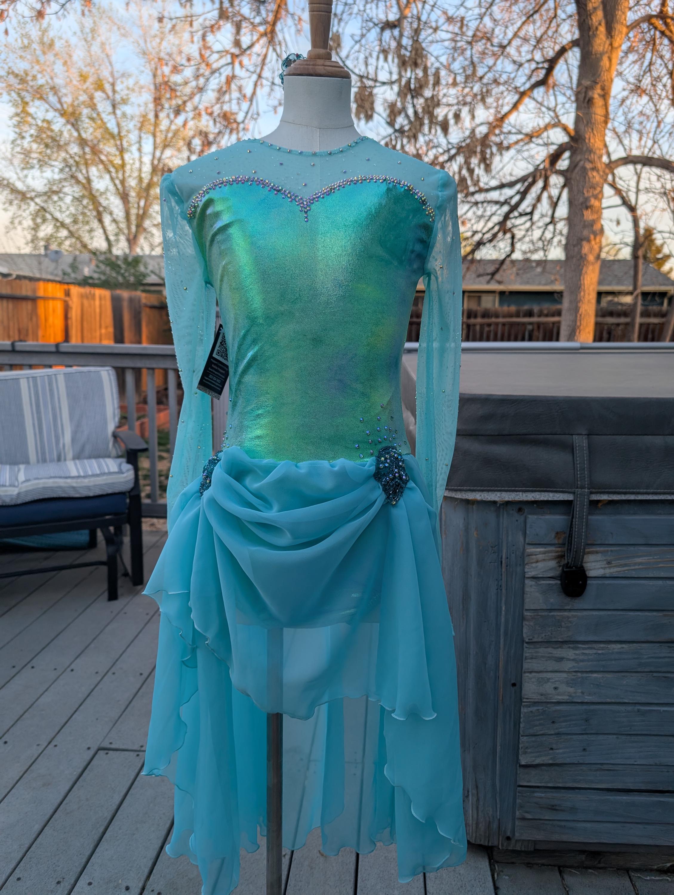 Lyrical Ballet Dress, Blue Green Spandex, Rhinestone Dance Costume - Etsy