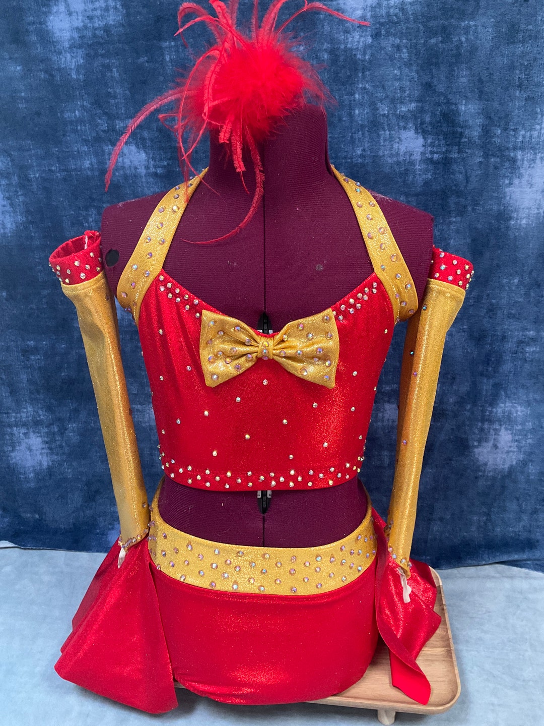 Custom Child Medium Jazz Costume, Musical Theatre Costume, Red and Gold ...