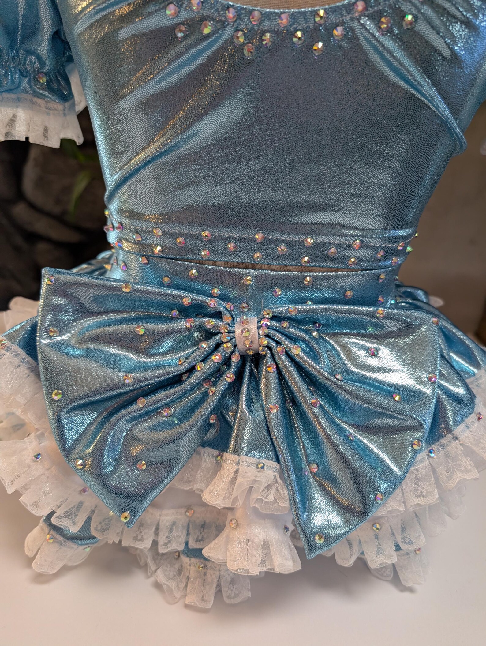 Girls Light Blue Princess Dance Costume, Rhinestone Lace Ruffles - Etsy