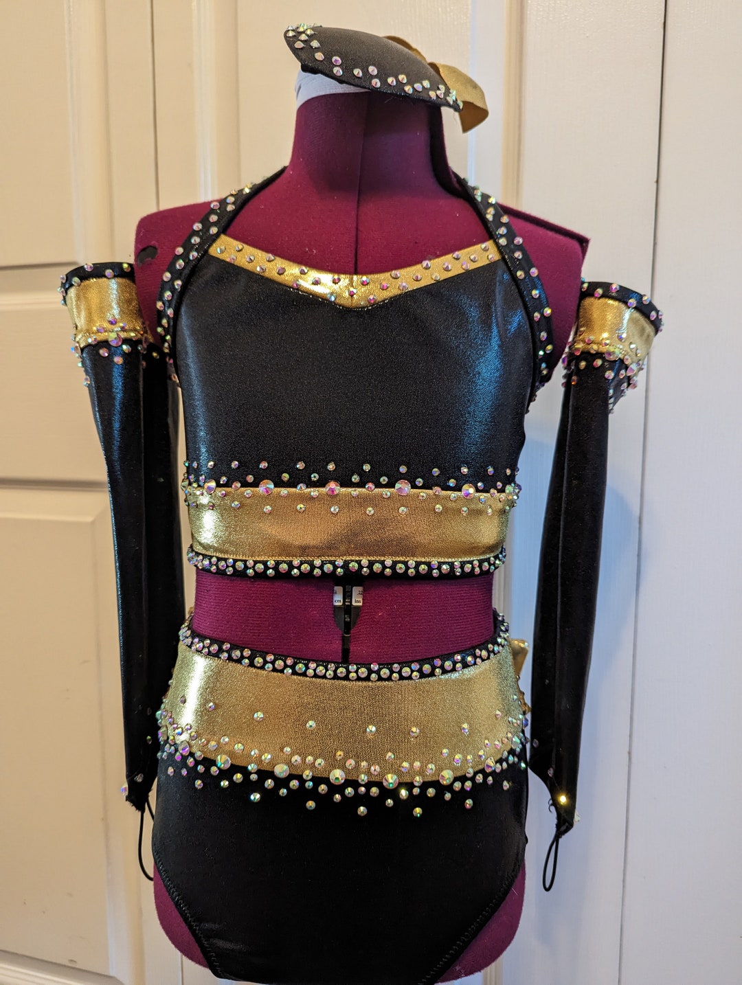 Child Medium Dance Costume, Custom Jazz Costume, Black and Gold Costume ...