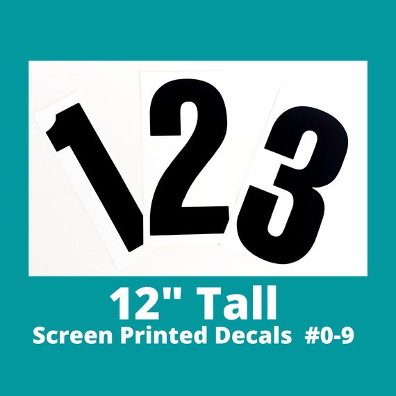 12 Screen Printed Vinyl Number Decals Black Ink on | Etsy