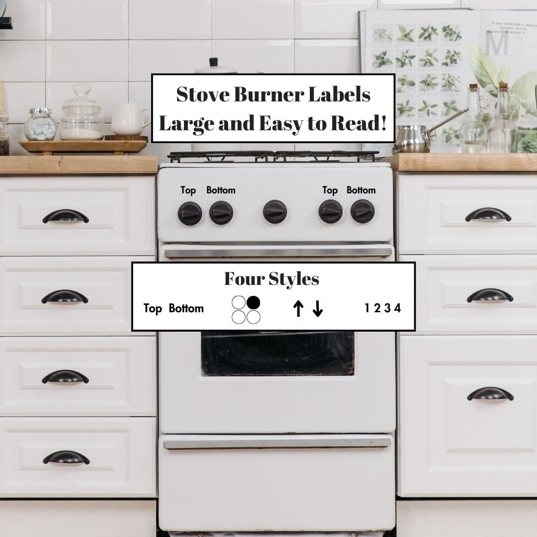 Stove Burner Labels, Visual Aid. 1, 2, 3, 4, TOP, BOTTOM, up Arrow, Down Arrow, Dot Symbols - Etsy
