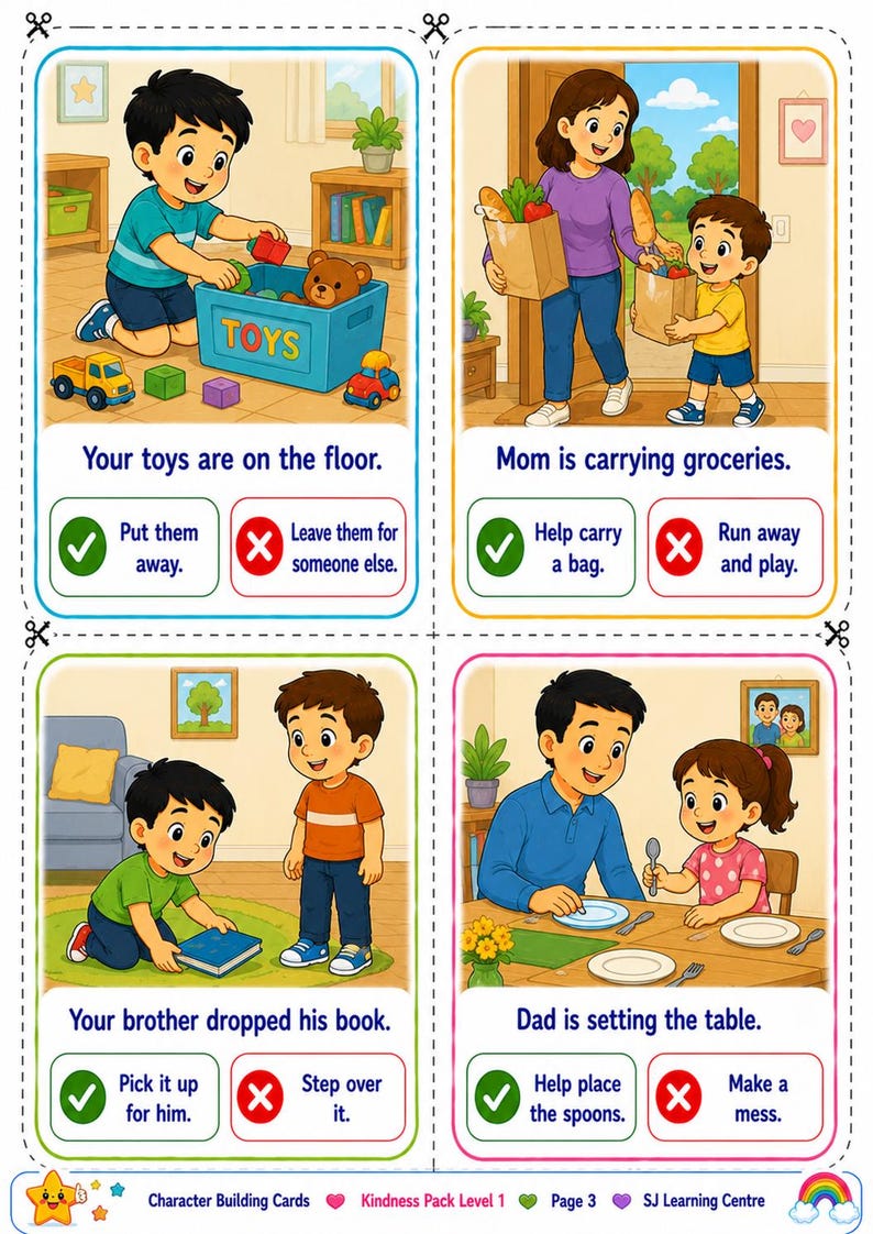 Kindness Character Building Cards Level 1 | Printable Social Emotional ...