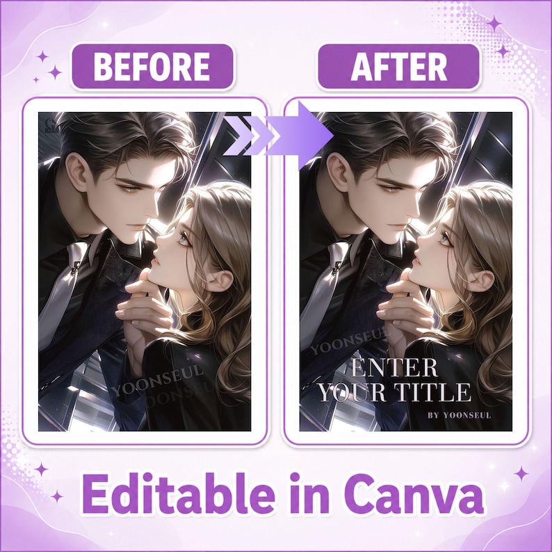Dark Romance Web Novel Cover Template, Editable Canva Webtoon Cover ...