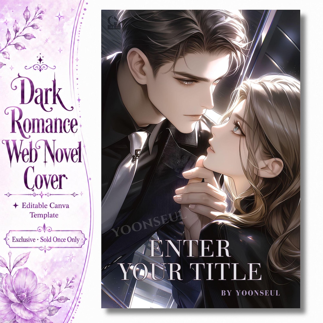 Dark Romance Web Novel Cover Template, Editable Canva Webtoon Cover ...
