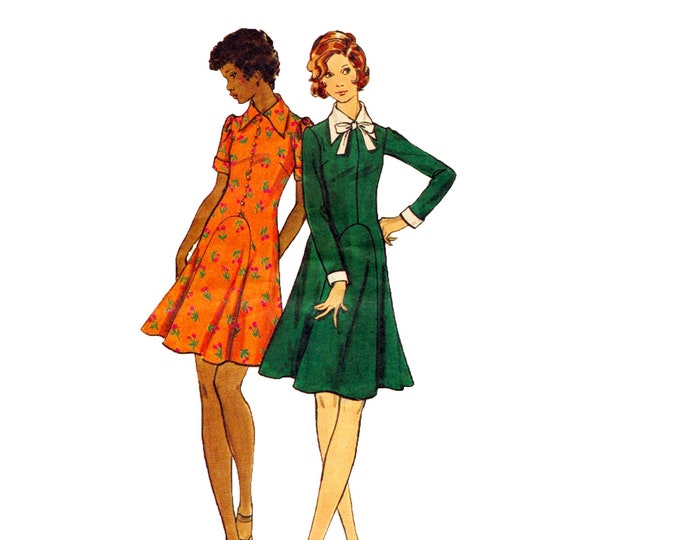 70s Butterick 6744 Fitted Mini Dress Vintage Sewing Pattern Size 12 ...