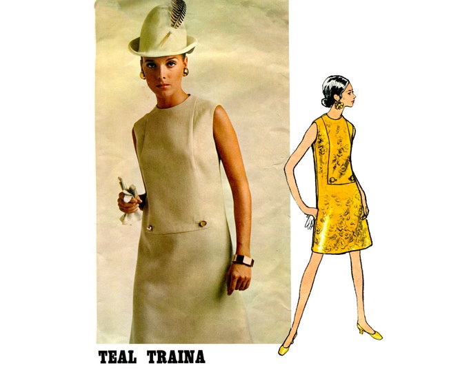 60s VOGUE 1868 Teal Traina Mod Dress Pattern Vogue Americana 1868 ...