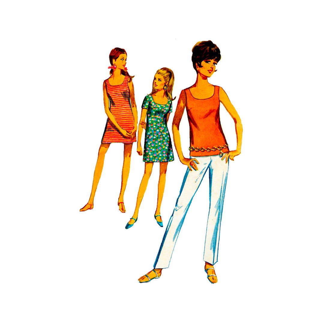 1960s Mini Dress Sewing Pattern: Simplicity 7702 Vintage Style - Etsy