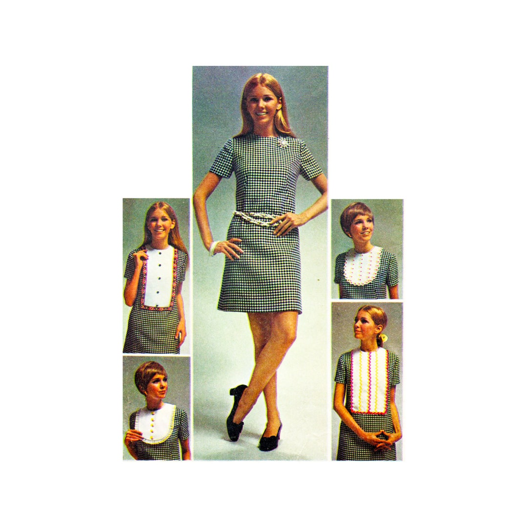 60s Simplicity 8610 Dress With Removable Bibs Vintage Sewing Pattern ...
