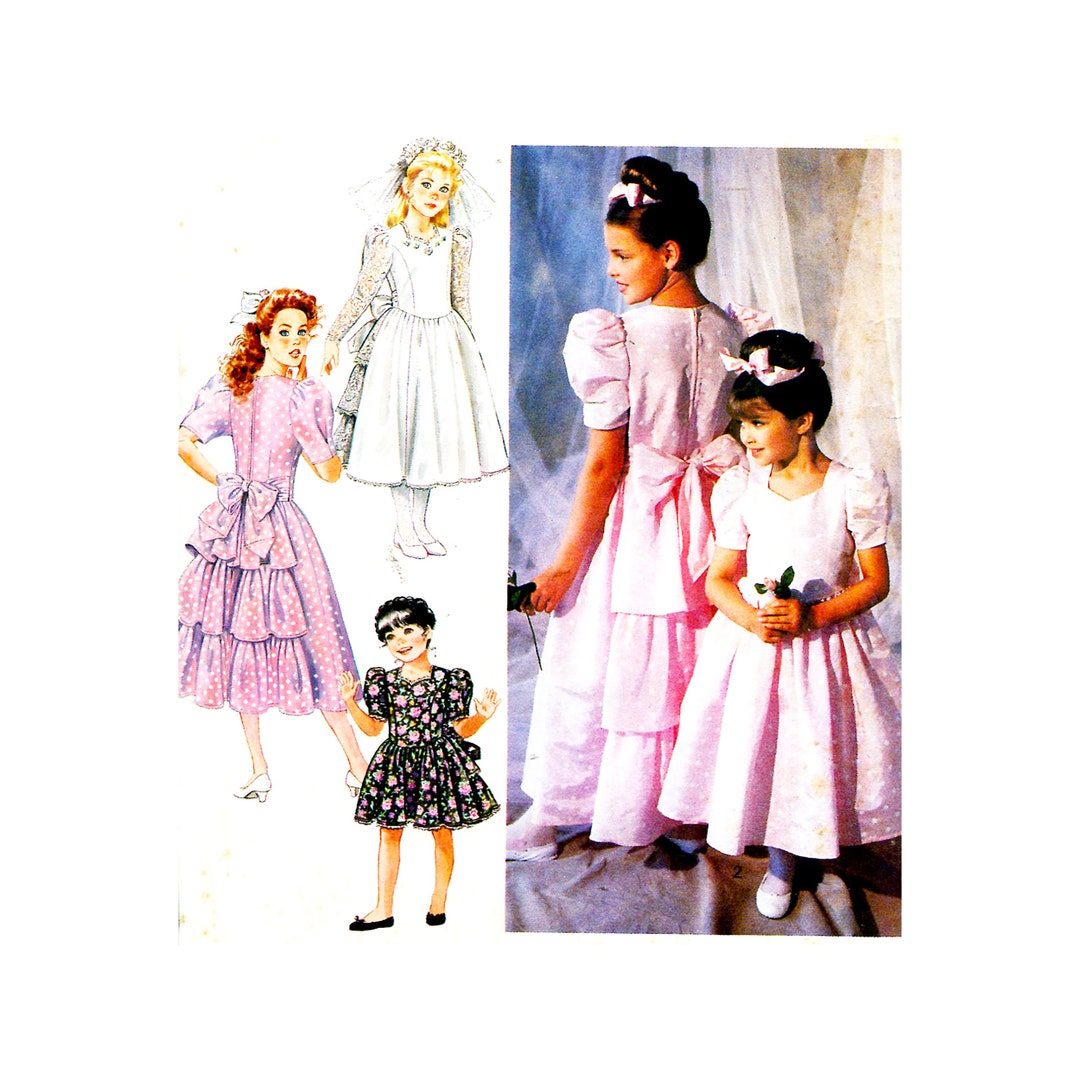 90s Simplicity 7079 Flower Girl Dress Vintage Sewing Pattern Size 2T ...