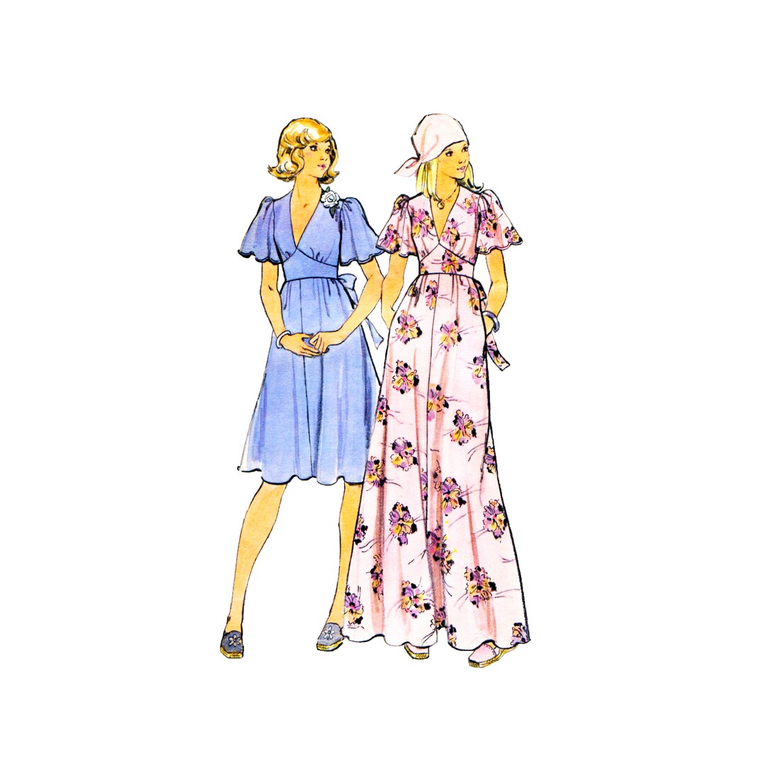 70s Butterick 4161 Junior Dress Pattern in Knee and Floor Lengths ...