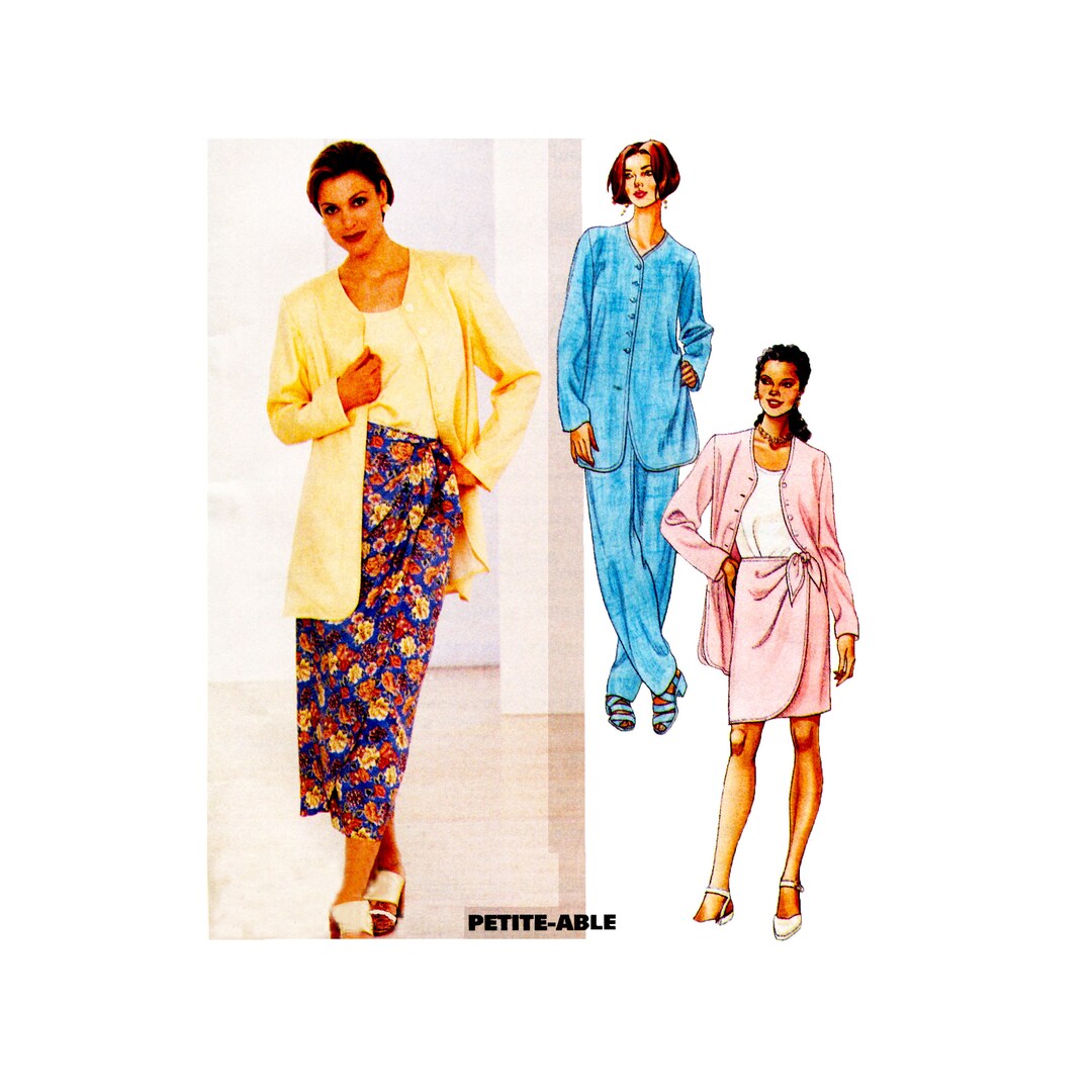 90s Sarong Skirt Sewing Pattern: Vintage Mccall's Jacket, Pants, Shell ...