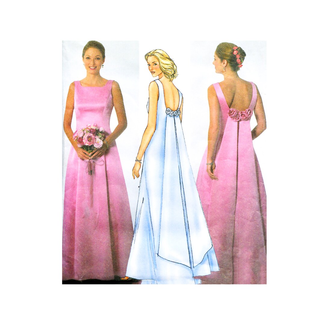 90s Butterick 4096 Prom or Bridesmaid Dress Vintage Sewing Pattern Size ...