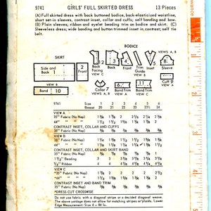 60s Butterick 9741 Girls' Full Skirt Dress With Bodice Inset Vintage ...