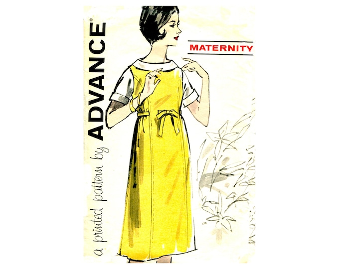 60s Advance 9932 Maternity Jumper and Blouse Vintage Sewing Pattern ...