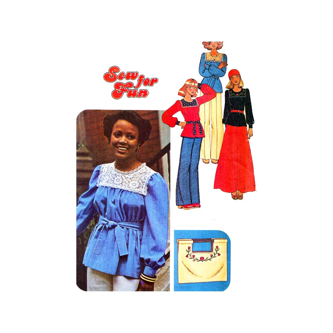 70s Mccall's Top Sewing Pattern: Embroidery Transfer, Petite Size ...