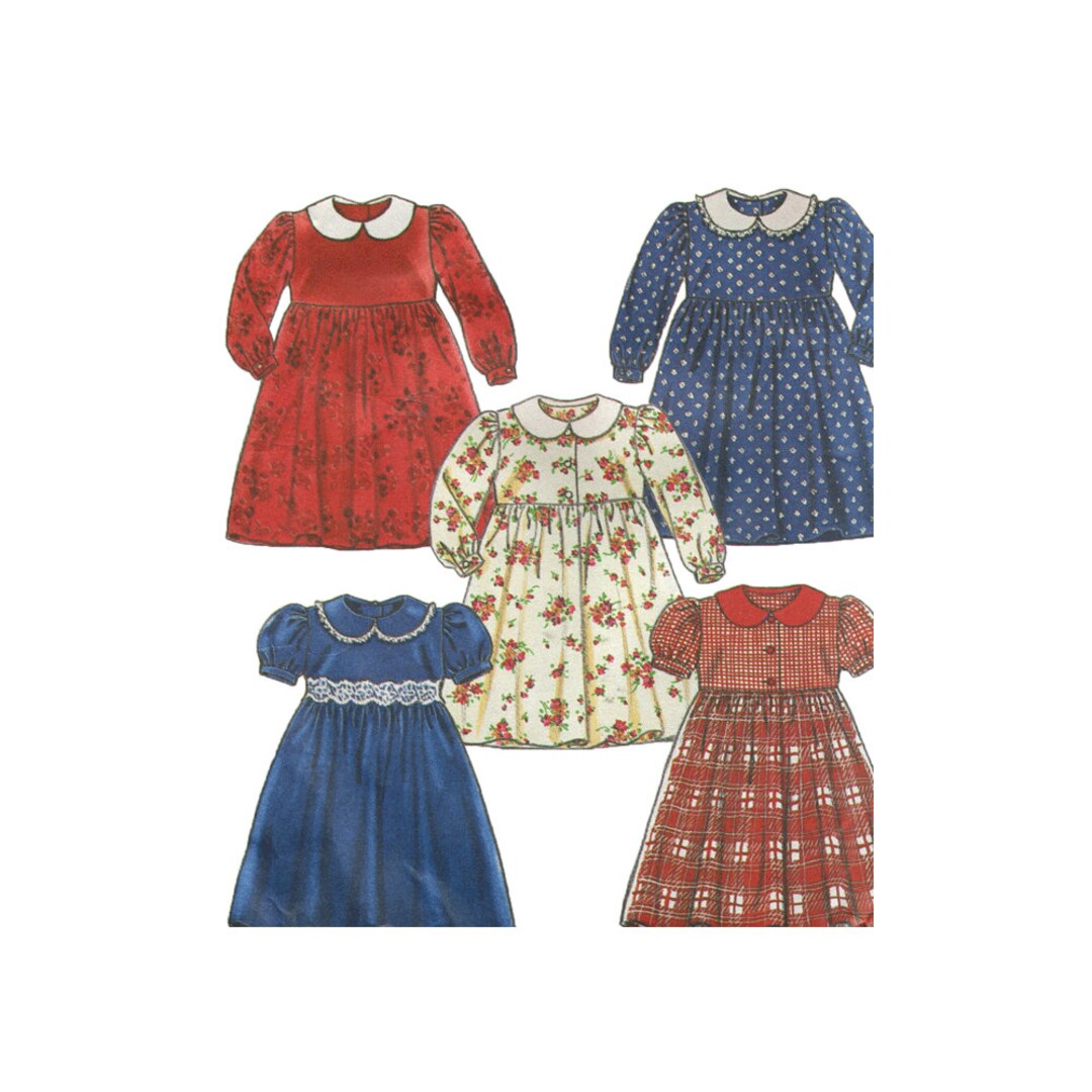 90s New Look 6581 Girls' High Waisted Dress Vintage Sewing Pattern ...