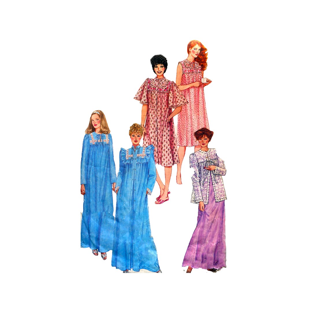 80s Simplicity 5330 Misses Nightgown Robe Bed Jacket Pattern Misses ...
