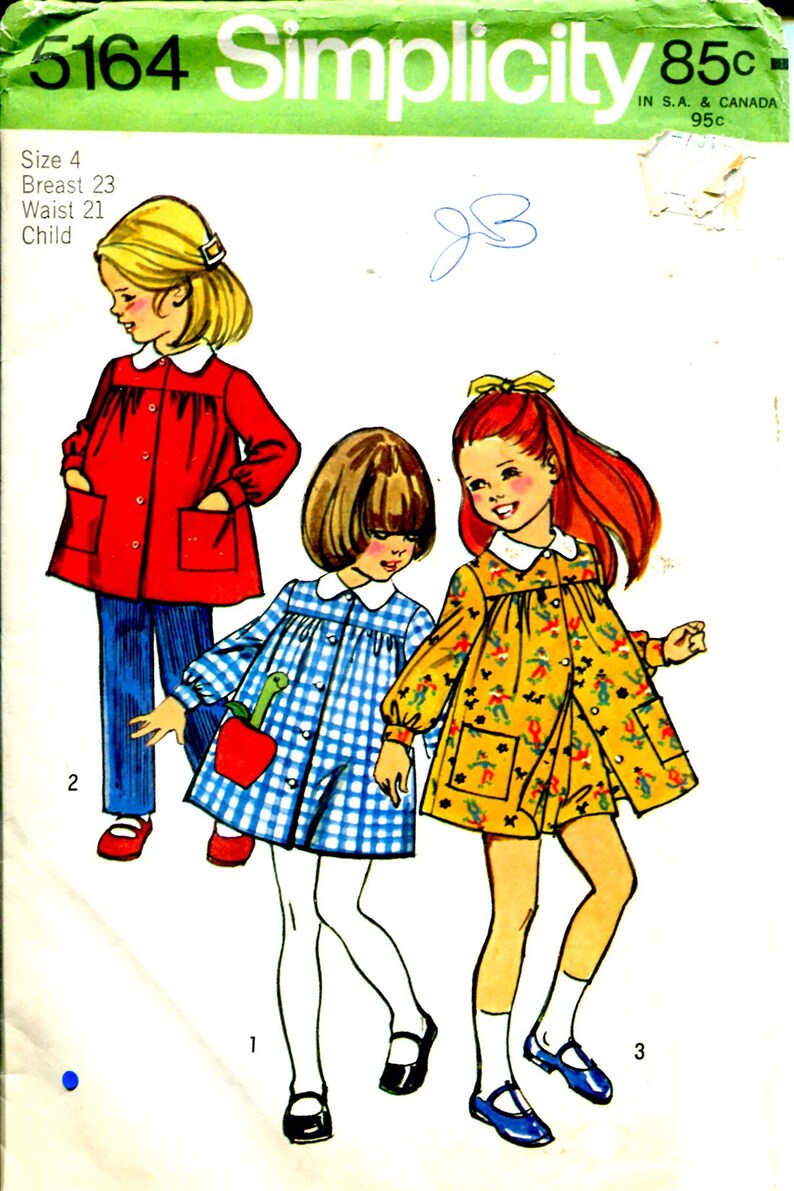 70s Smock Dress Sewing Pattern: Simplicity 5164, Girls Size 4T - Etsy