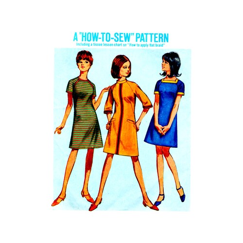 PDF Vintage 1960s Pattern One-piece A Line Dress Bust: - Etsy