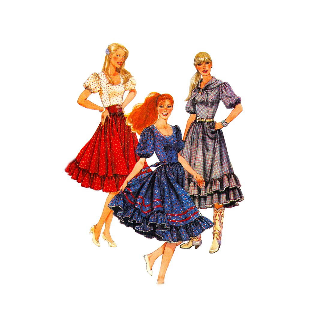 Mccall's 7668 80s Prairie Dress Pattern Fitted Bodice Vintage Sewing ...
