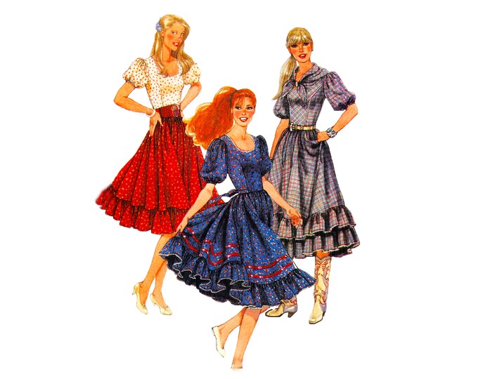 Mccall's 7668 80s Prairie Dress Pattern Fitted Bodice Vintage Sewing ...