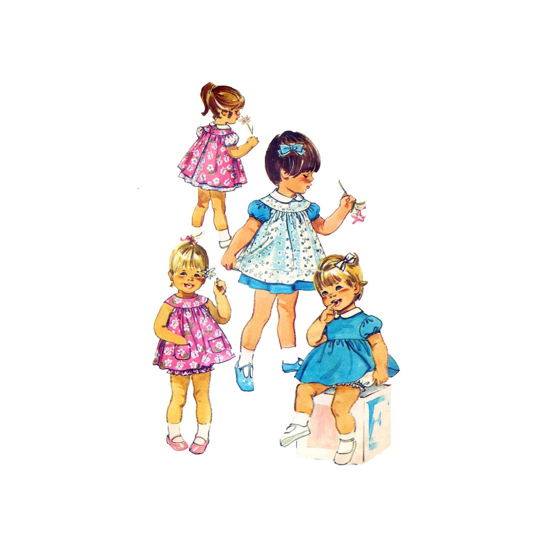 70s Simplicity 9289 Baby Dress, Pinafore, and Bloomers Vintage Sewing ...