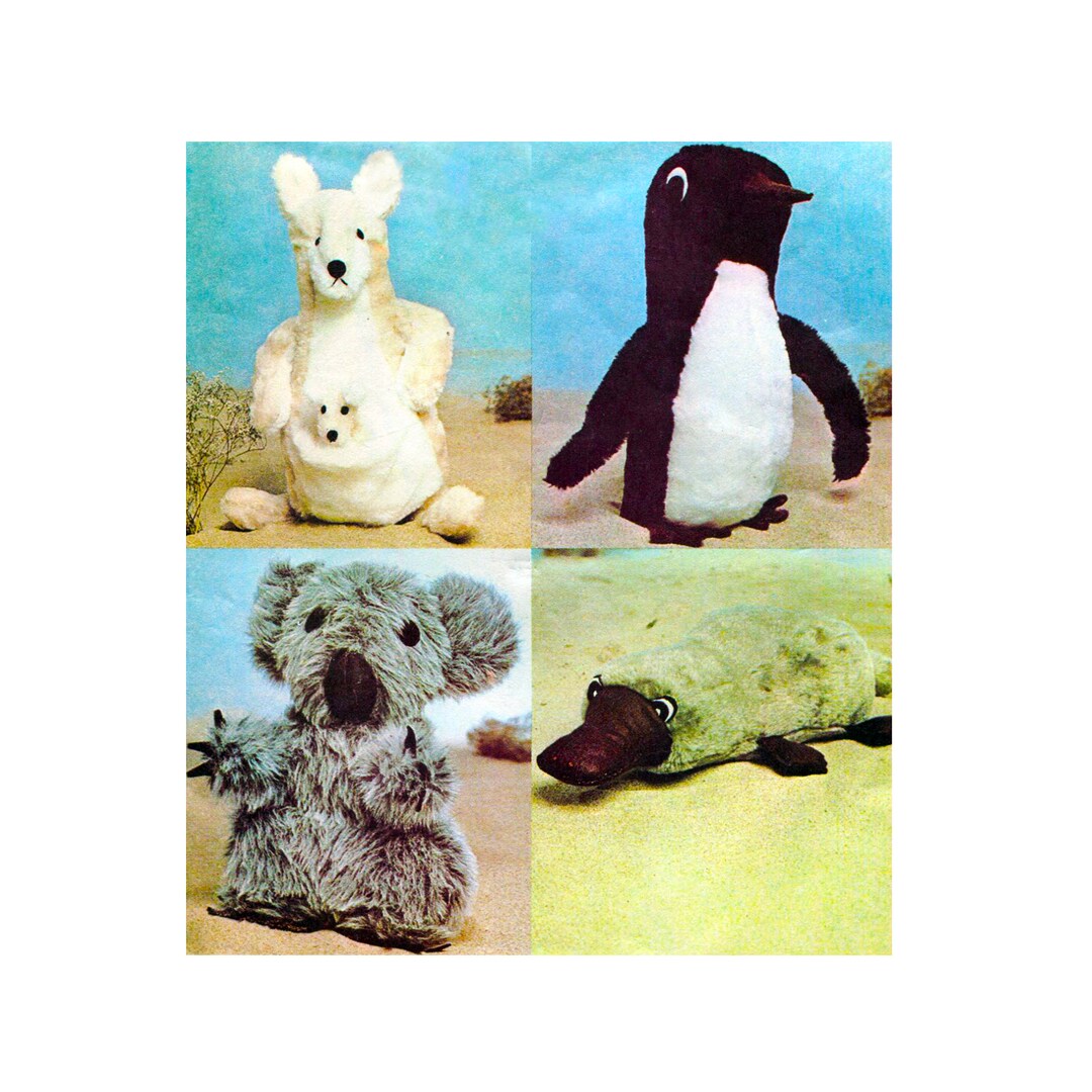 70s Mccall's 6400 Stuffed Animals Vintage Sewing Pattern Penguin, Koala ...