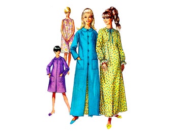 Part Cut 60s Size M 14 16 Simple to Sew Nightgown Robe in Two Lengths ...
